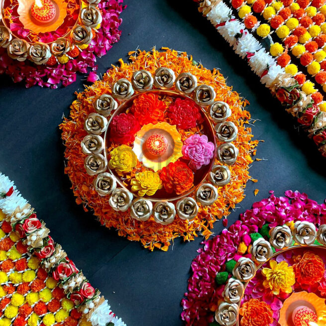 Gold Flower Urli Set - Shagun Arts and Crafts