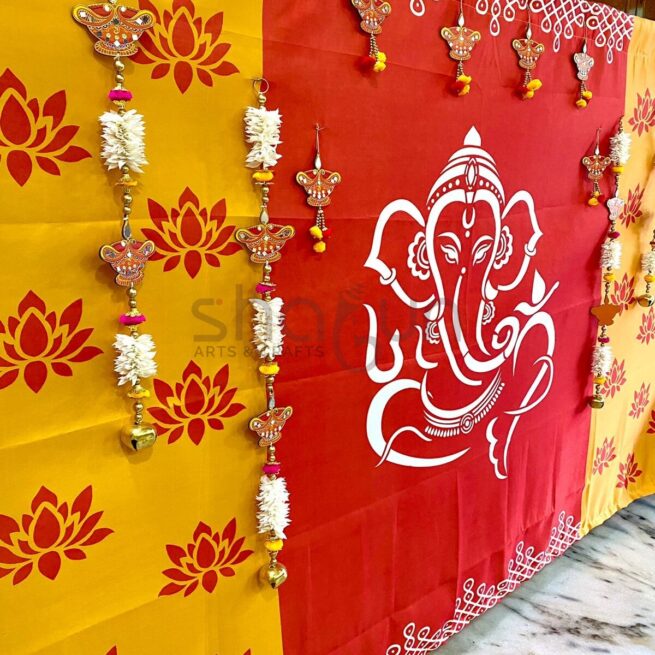 Lotus And Ganesha Backdrop - Shagun Arts and Crafts