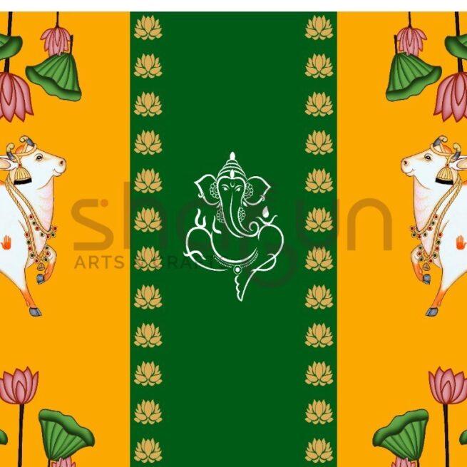 Pichwai And Ganesha Backdrop - Shagun Arts and Crafts
