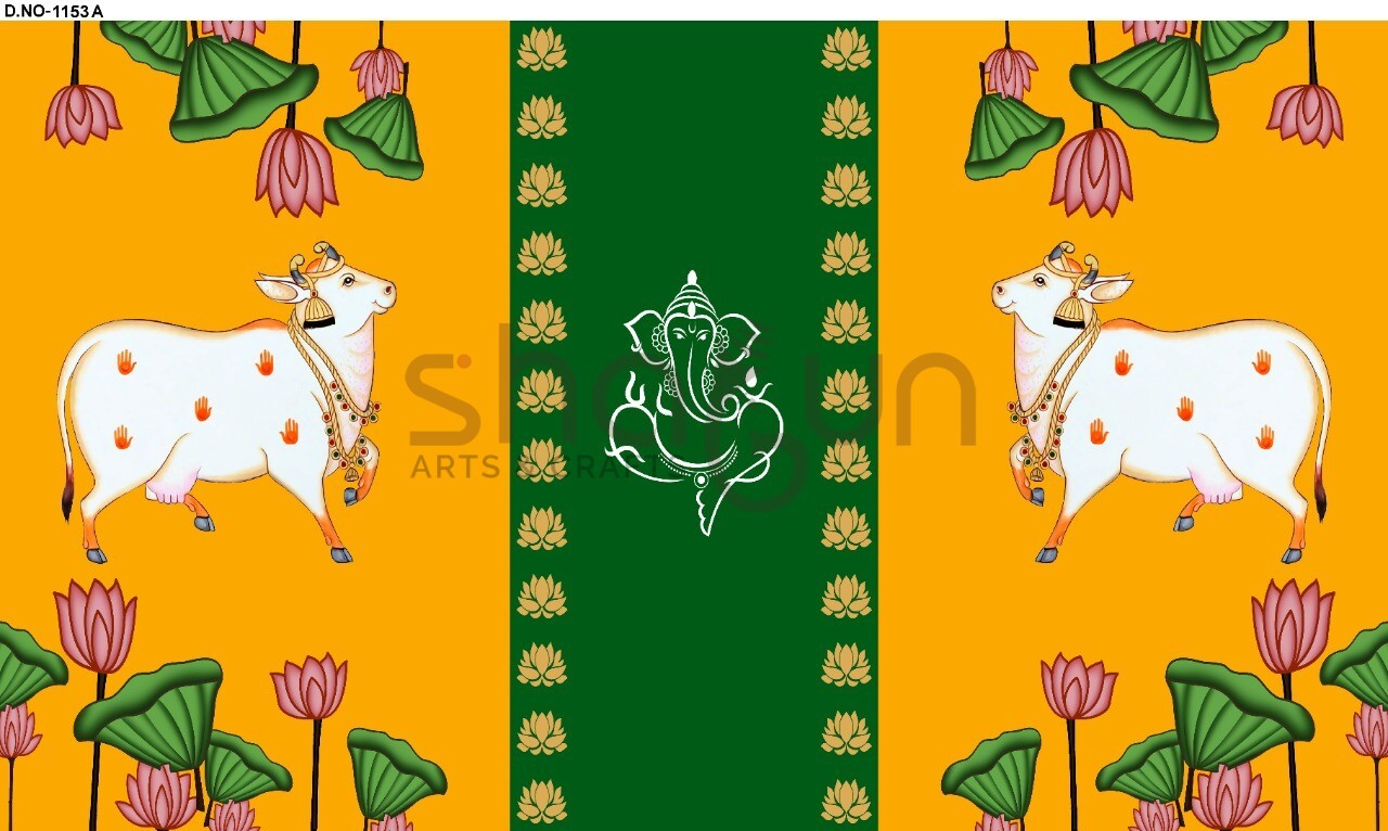 Pichwai And Ganesha Backdrop - Shagun Arts and Crafts