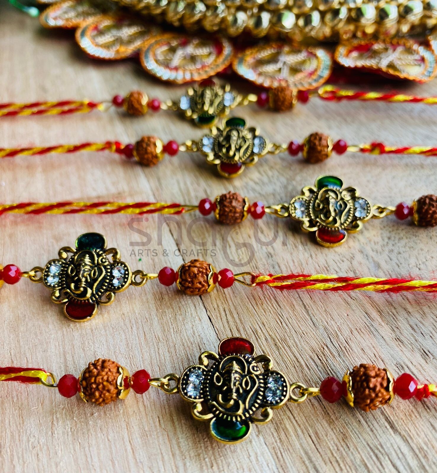 Rudraksh Ganesha Rakhi - Shagun Arts and Crafts