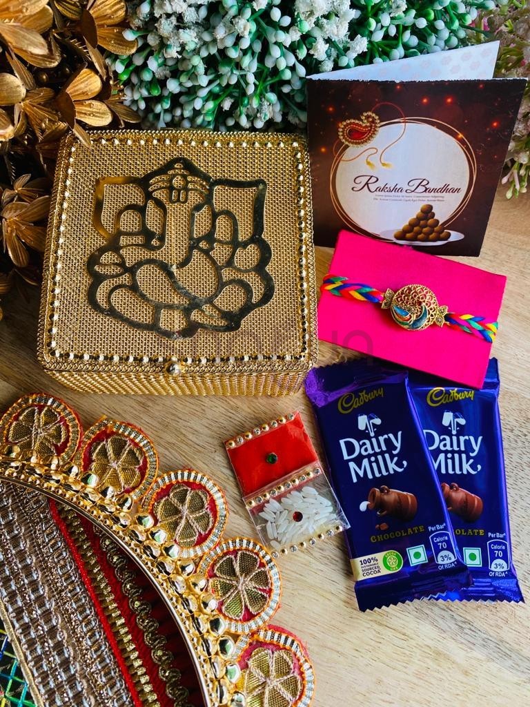 Gold Ganesha Rakhi Hamper - Shagun Arts and Crafts