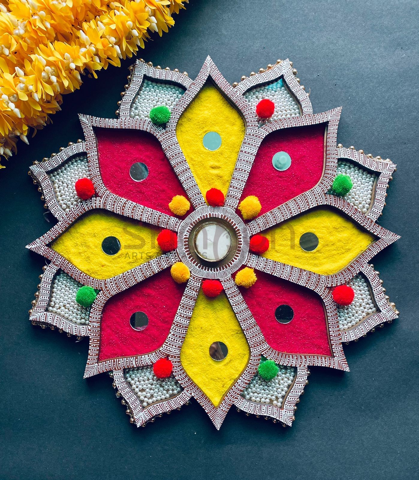 Pearl Wooden Rangoli - Shagun Arts and Crafts