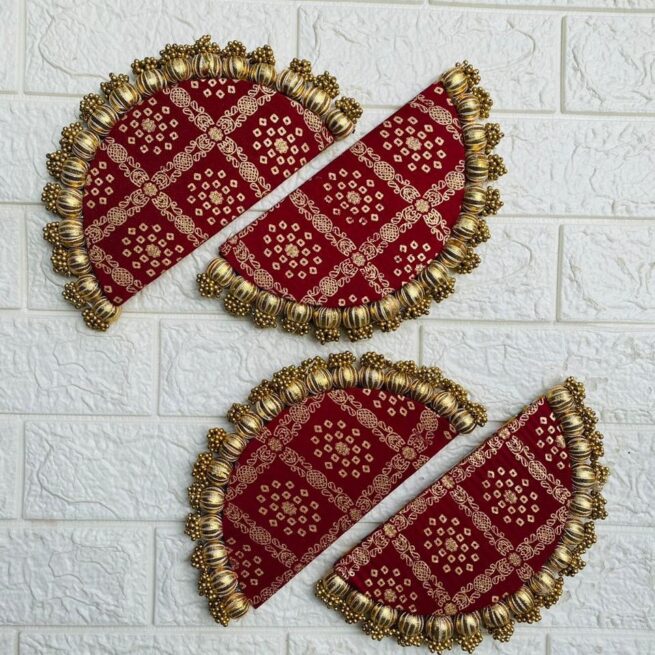 Patola Half Circle plates Bandhani - Shagun Arts and Crafts