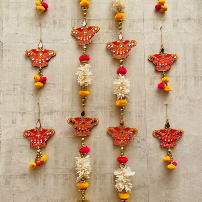 Mirror Diya Danglers 6 pcs - Shagun Arts and Crafts