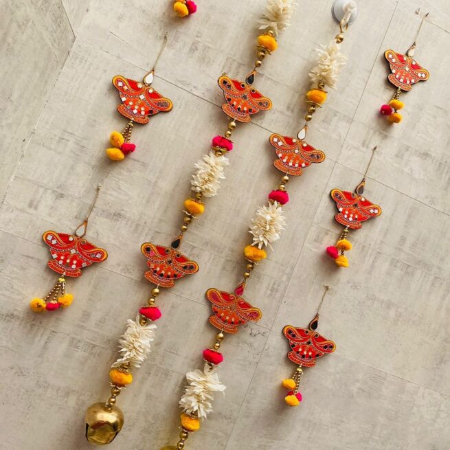 Mirror Diya Danglers 6 pcs - Shagun Arts and Crafts