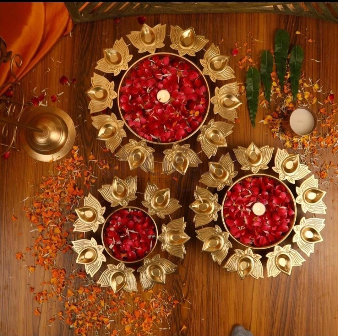 3 pcs Diya Urli set - Shagun Arts and Crafts